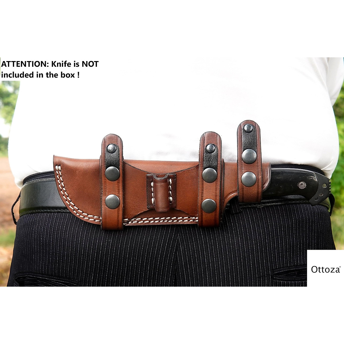 Ottoza TOP GRAIN Leather Knife Sheaths for Fixed Blade Knives, RIGHT HAND Leather Knife Sheath for Belt, Leather Knife Holster Belt Knife Holder, Horizontal Knife Sheath for Belt No:2