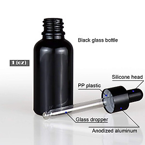 seafulee 1 oz Black Glass Bottles (30ML), with Black Glass Eye Droppers