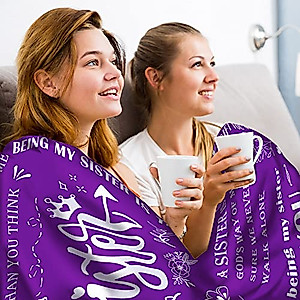 Sisters Gifts from Sister, for Sister, Gifts for Sister Throw Blanket, Sister, Birthday Gifts for Sister from Sister, Sister Gifts，Soft Purple Blanket 50" X 60"
