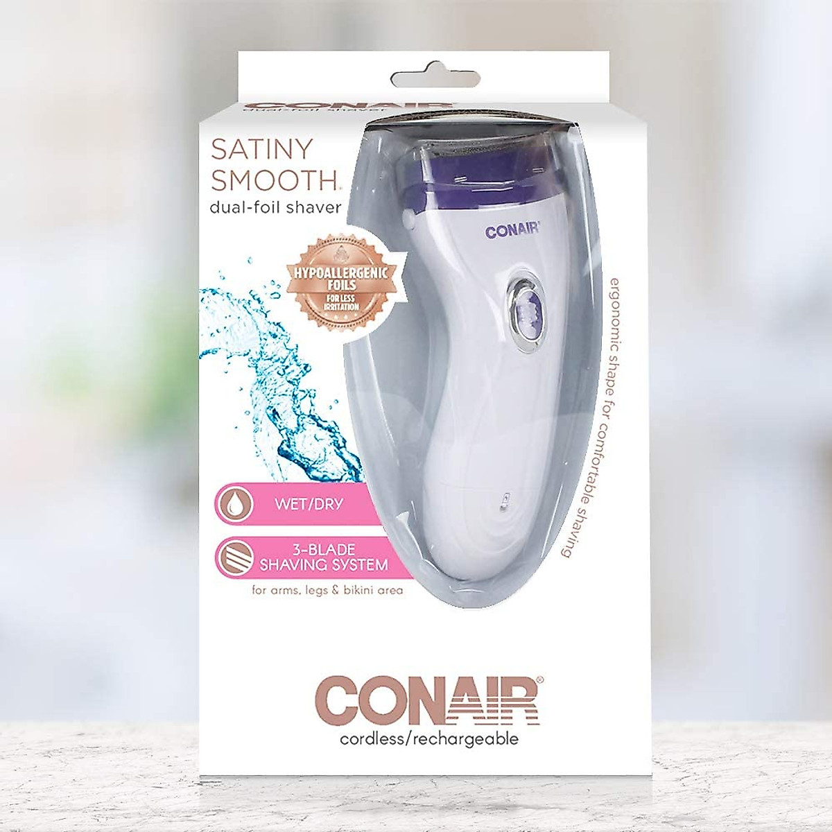Conair Ladys W/D Rechrg S Size 1ct Conair Satiny Smooth Dual Foil Wet/Dry Rechargabel Shaver