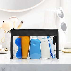 Cambond Clear Makeup Bags, Waterproof TSA Approved Toiletry Bag Clear Travel Bags Clear Cosmetics Bag for Vacation, Clear Pencil Case Stationary Organizer - 8.6 x 2.4 x 5.5 inches, 2 Pack