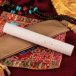 SITSANG A Note Crystal Singing Bowl Third Eye Chakra 6 inch with Sponge Padded Singing Bowl Tank and Singing Bowl Suede Striker and Rubber Mallet