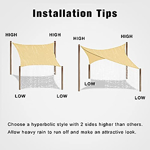 MR. COVER Sun Shade Sail 10 x 13 ft Rectangle for Patio Garden Backyard Outdoor Facility, Rip-Resistant & UV-Block, Double Stitched, Sand Color