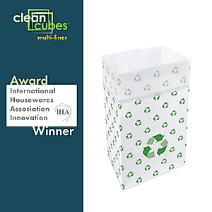 Clean Cubes 30 Gallon Multi-Liner Disposable Trash Cans (3-Pack). Reusable Garbage and Recycling Bins for Parties, Events, and More (Recycle Pattern - 30” Height x 17” Width x 14” Depth) (Recycle)