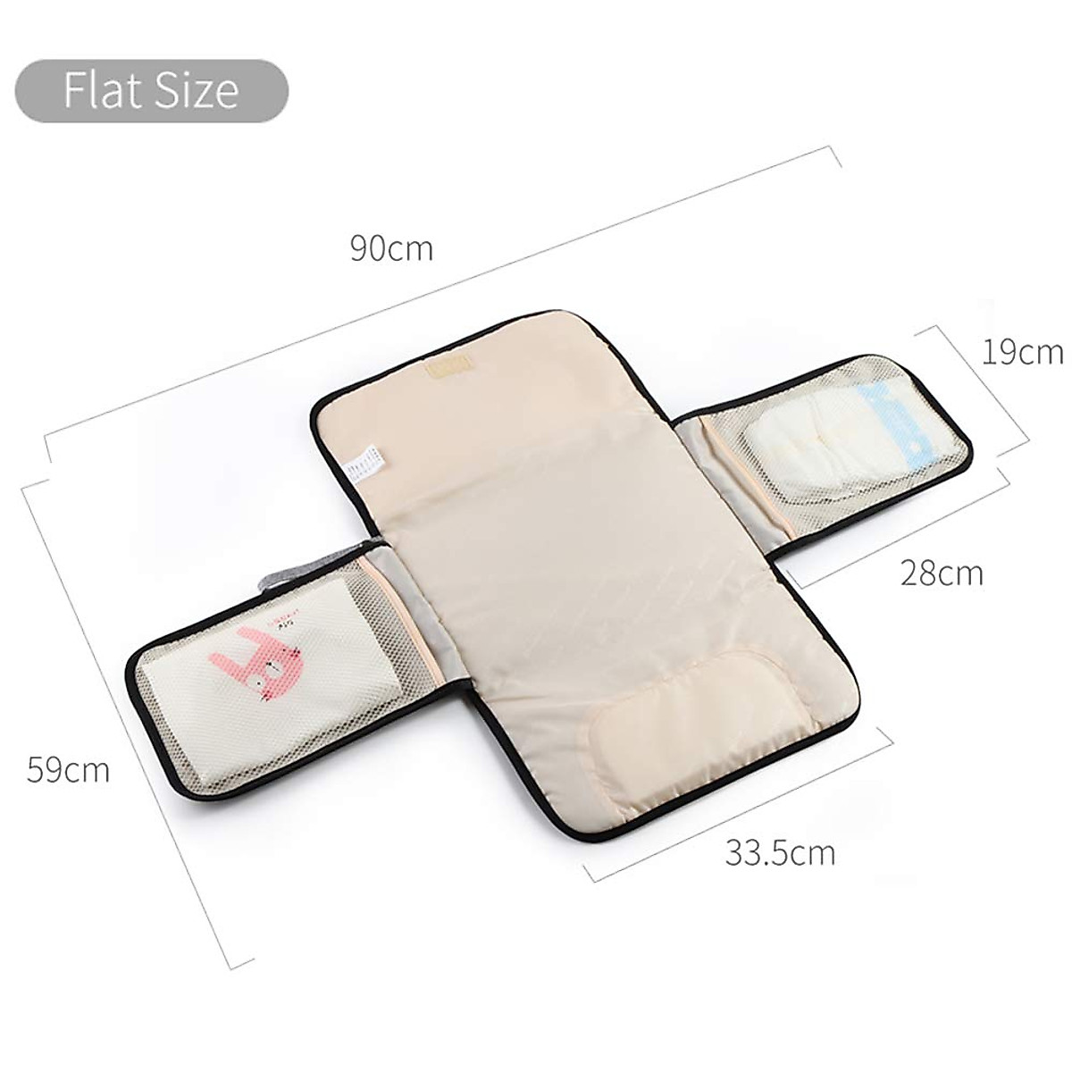 AIMIUKIDS Baby Diaper Changing Pad with Built-in Head Cushion for Stroller Walks or Diaper Bag, Fits Newborn and Toddler for Quick Change on The go 2 Pack Red & Grey