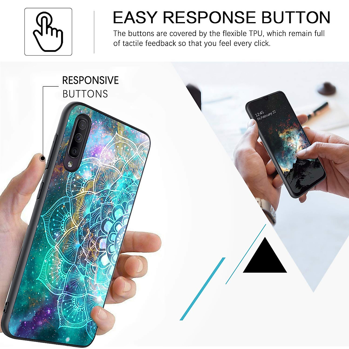 BENTOBEN Case for Samsung Galaxy A50 / A50s / A30s Case (2019), Slim Fit Glow in The Dark Soft Flexible Bumper Protective Shockproof Anti Scratch Cases Cover for Samsung Galaxy A50, Mandala in Galaxy