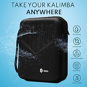 UNOKKI Kalimba 17 Key Thumb Piano | Solid Koa Acacia Wood Mbira - Premium, Lightweight & Durable | Includes Waterproof Case, Hand Rest & More | Reduce Stress & Promote Well-Being | Ideal Birthday Gift