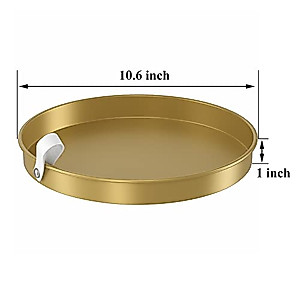 EKNITEY Gold Round Serving Tray - 10.6 inch Small Storage Organizer for Bathroom Vanity Tray for Jewelry Perfume Lotion Bottle Cosmetic