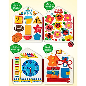 Coogam Toddler Felt Montessori Busy Book, Activity Sensory Boards Fine Motor Skill Quiet Book Car Travel Binder Autism Toys Preschool Learning Educational Gift for 3 4 5 Year Old