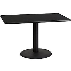 Flash Furniture 30'' x 48'' Rectangular Black Laminate Table Top with 24'' Round Table Height Base