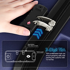 AnyZip Luggage PC ABS Hardside Lightweight Suitcase with 4 Universal Wheels TSA Lock Carry-On 20 Inch Dark Blue