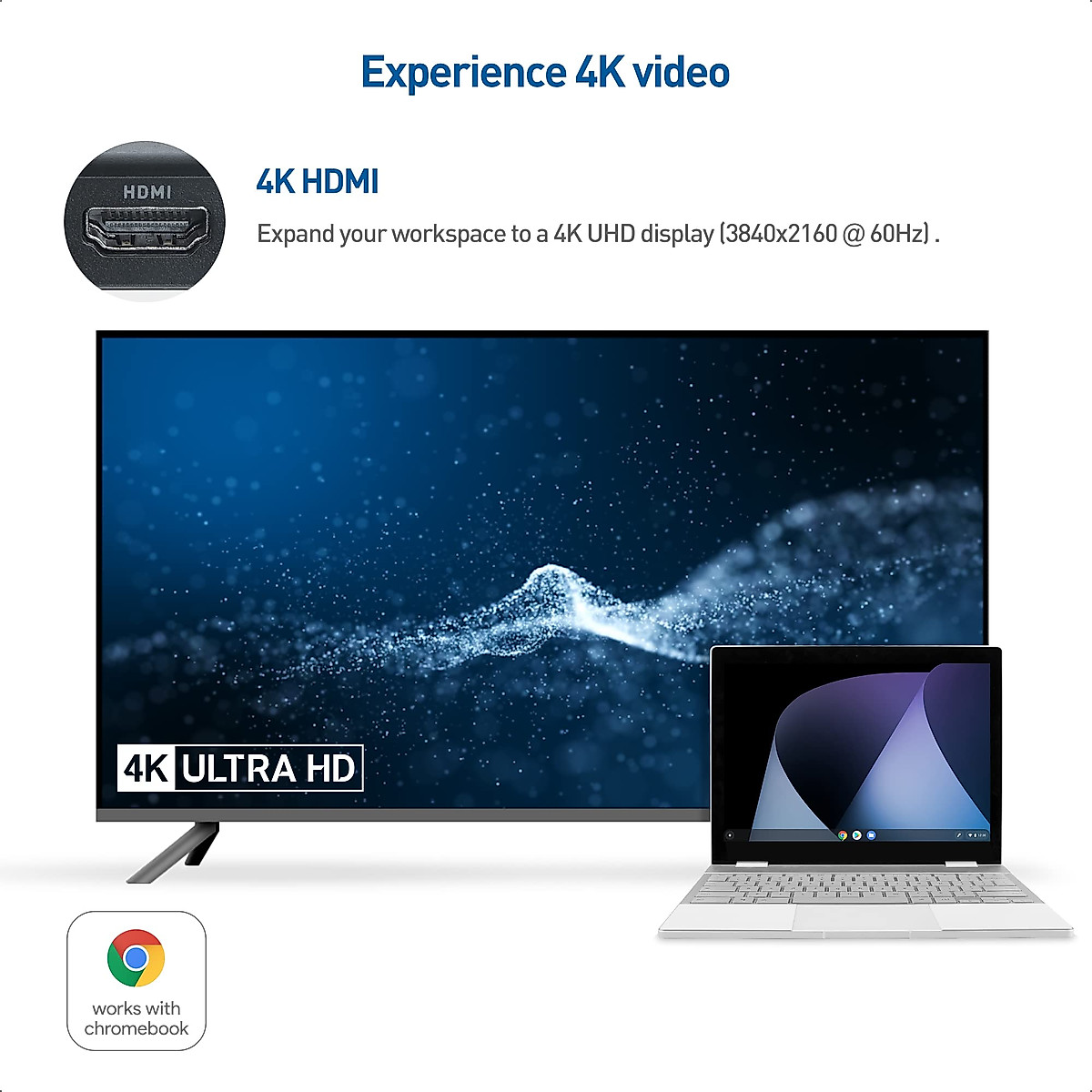 Cable Matters [Works with Chromebook Certified] 4K@60Hz USB C Hub HDMI, USB-C Multiport Adapter with HDMI, 2X USB 3.0, Gigabit Ethernet, and 86W PD