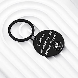 I Will Be Haunted by My Actions Forever Keychain, Owl House Hooty Gift (Black)