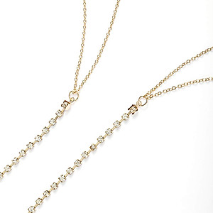 Bomine Rhinestone Body Chain Bra Crystal Bikini Body Jewelry Necklace Bikini Sexy Chains for Women and Girls (Gold)