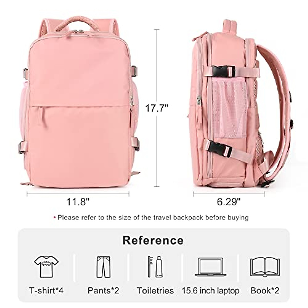 Large Travel Backpack Women, Carry On Backpack,Hiking Backpack Waterproof Outdoor Sports Rucksack Casual Daypack School Bag Fit 14 Inch Laptop with USB Charging Port Shoes Compartment