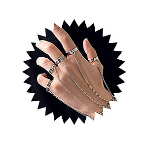 Yheakne Boho Layered Finger Ring Bracelet Silver Slave Bracelet Vintage Tassel Chain Bracelet Punk Ring Bracelet Gothic Hand Harness Chain Bracelet Jewelry for Women Gifts