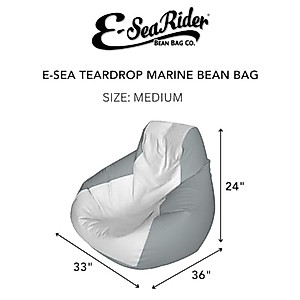 E-SeaRider Teardrop Marine Beanbag (White/Grey, Medium)