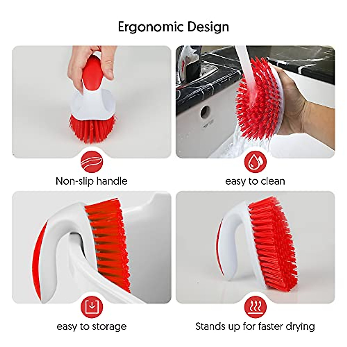 Carpet Scrub Brush Scrubber for Cleaning- EXEGO Shower Cleaning Brush with Handle Bathroom Stiff Bristle Brush Heavy Duty Scrubber for Bathroom Shower Sink Carpet TubTile Floor Cleaning -2 Pack