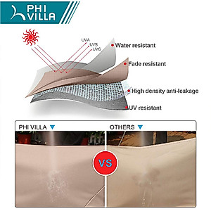 PHI VILLA 13ft Large Patio Umbrella Double-Sided Twin Outdoor Market Umbrella with Crank, Beige