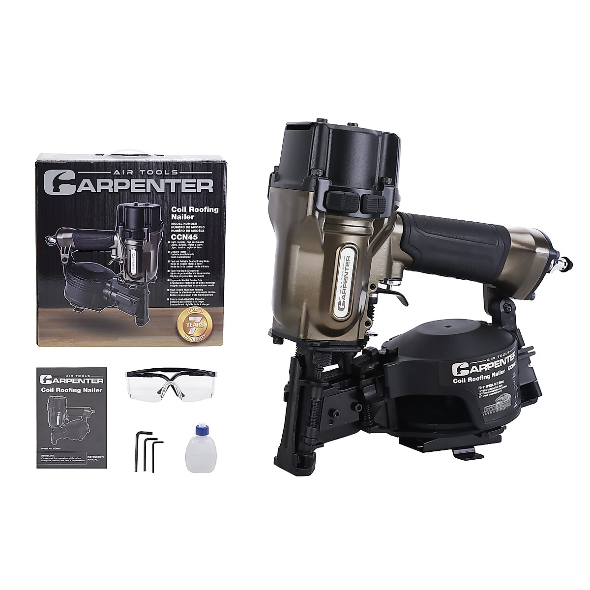 Carpenter Air Tools CCN45 7/8" To 1 3/4" 15° Pneumatic Coil Roofing Nailer