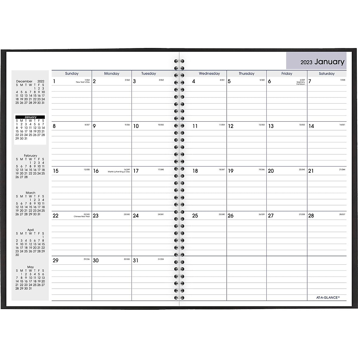 AT-A-GLANCE 2023 Monthly Planner, DayMinder, 8" x 12", Large, Faux Leather, Black (SK200)