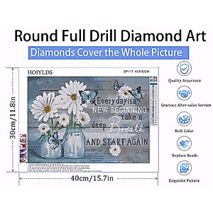 Diamond Painting Kits for Adults - Daisy Diamond Art Kits for Adults Beginner, Inspirational DIY Full Drill Diamond Dots Paintings with Diamonds 5D Gem Art and Crafts Home Wall Decor 16x12inch