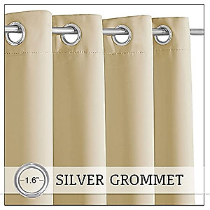 RYB HOME Outdoor Patio Curtains - Waterproof Weighted Porch Curtains Outside Curtain for Farmhouse Cabin Pergola Cabana Corridor Terrace, 1 Panel, W 52 x L 95 inches, Biscotti Beige