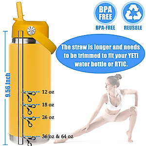 Straw Cap for YETI Replacement Lids - Alpine Yellow Straw Lid for YETI Rambler Jr 12 18 26 36 64 oz Bottle and RTIC Water Bottle Flexible Handle Top Accessories