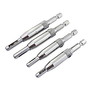 Yakamoz 4PCS HSS Door Self-Centering Hinge Hole Opening Drill Bit Set, 5/64", 7/64", 9/64", 11/64"