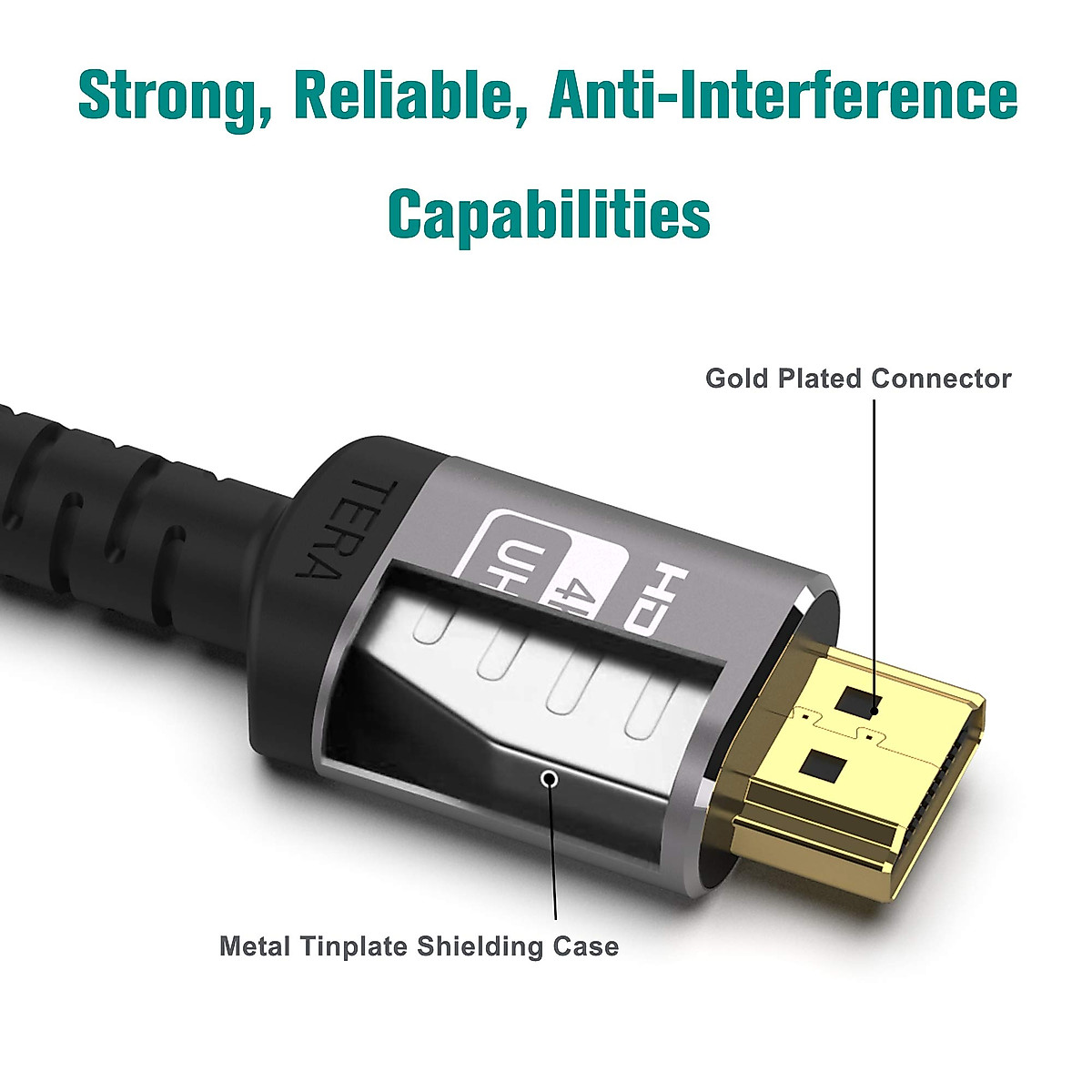 Tera Grand - Premium High Speed HDMI Certified 2.0 Cable with Aluminum housing, Supports 4K HDR Ultra HD 18 Gbps 4K 60Hz HDCP 2.2, 6 Feet