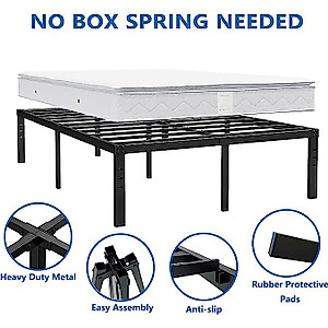 Nordicbed Twin Bed Frame 18 Inch, Heavy Duty Metal Frames with Steel Slats Support, Under Bed Storage, No Box Spring Needed, Noise Free, Easy Assembly, Black