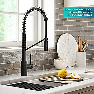 Kraus KPF-2631MB Oletto Commercial Style Pull-Down Single Handle Kitchen Faucet with QuickDock Top Mount Installation Assembly, Matte Black