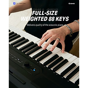 Donner SE-1 88 Key Digital Piano with Graded Hammer Action Weighted Keys, Record, Bluetooth, 4 Reverb, LCD Screen, MIDI IN/OUT, 88 Key Weighted Keyboard Piano Bundle with Stand, Headphone, Three Pedal