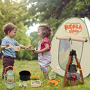 KPUAOAB Kids Camping Set 40Pcs with Play Tent, Binoculars, Oil Lantern, Toy Campfire,Indoor and Outdoor Campfire Toy Set,Gift Idea for Boys Girls Age 3,4,5,6 Year Old for Birthday Christmas