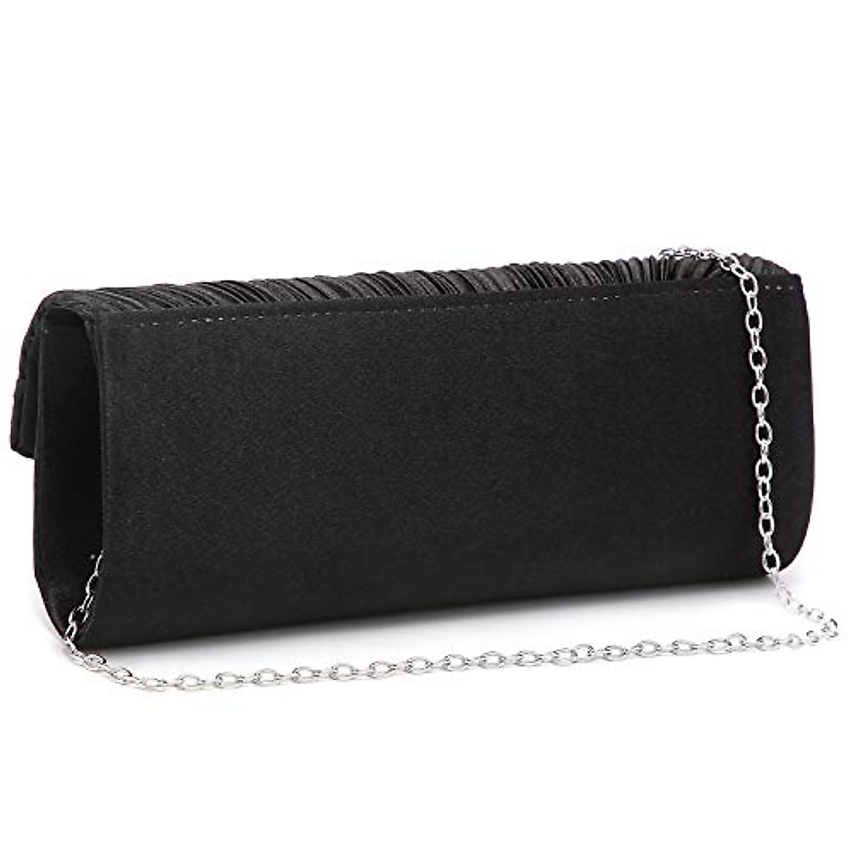 Dasein Women Satin Evening Bags Clutch Purses Wedding Purse Formal Handbags Party Prom Clutches with Rhinestone(Black)
