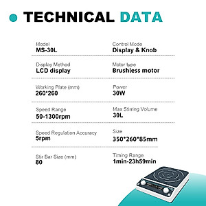 JOANLAB Digital Magnetic Stirrer Plate 30L Laboratory Large Capacity Magnetic Stir Plate Mixer 50-1300rpm w/Timming Lab Stirrer