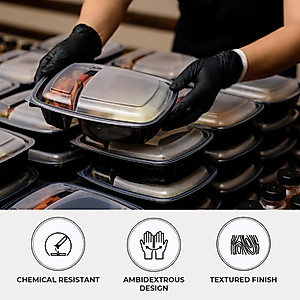 ForPro Professional Collection Disposable Nitrile Gloves, Chemical Resistant, Powder-Free, Latex-Free, Non-Sterile, Food Safe, 4 Mil, Black, Small, 100-Count