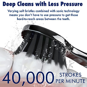 Sonic-FX Solo Electric Toothbrush - 3 Brushing Modes - with Intelligent Auto-Timer, Includes 2 Tooth Brush Heads, and 1 Interdental Head, Rechargeable, Electronic Charging/Storage Base (Black)