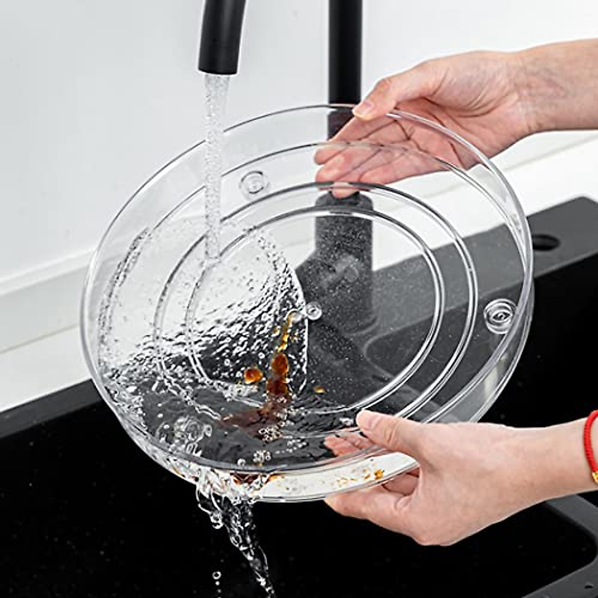 yulumaoyi Lazy Susan Turntable for Cabinet Plastic Clear 2 Tier Lazy Susan Cabinet Organizer Removable AKA-PL-398 not