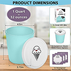 TTUBBIEZ Ice Cream Containers (2 Pack - 1 Quart Each), Ice Cream Containers for Homemade Ice Cream, Ice Cream Storage Containers for Freezer, 1 Quart Freezer Containers for Ice Cream Storage - Mint Chip