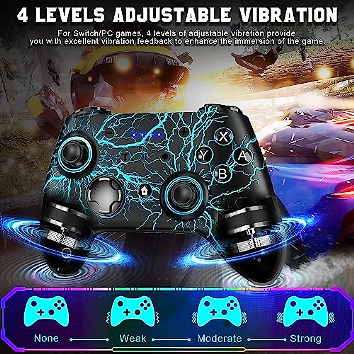Forlleco Switch Controller, Wireless Switch Pro Controller for Switch/Switch Lite/Switch OLED/PC, Nintendo Switch Controller with Cool LED Light, Vibration, Gyro Axis, Adjustable Turbo and Wake Up