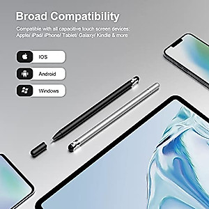 Stylus Pens for Touch Screens - Digiroot 2 in 1 Universal Stylus Rollerball Pen, Sensitive and Durable, Compatible with iPad/iPhone/Samsung/Tablet(2 Pack Stylist Pens)
