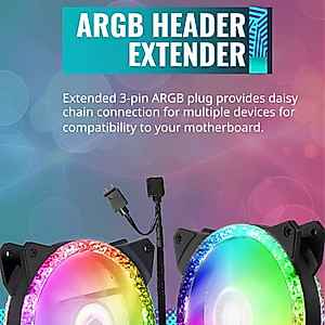 Cooler Master MasterFan MF120 Prismatic Tri-Loop ARGB 3-Pin Fan, 24 Independently LEDs, 6 LEDs Fan hub, 120mm PWM Static Pressure Fan, ARGB Header Extender for Computer Case & Liquid Radiator