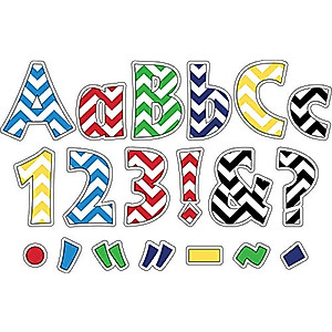 Barker Creek Letter Pop-Outs, 4" Chevron Nautical, Multicolor Designer Letters for Bulletin Boards, Breakrooms, Reception Areas, Signs, Displays, and More! 4", 255 Characters per Set (1719)