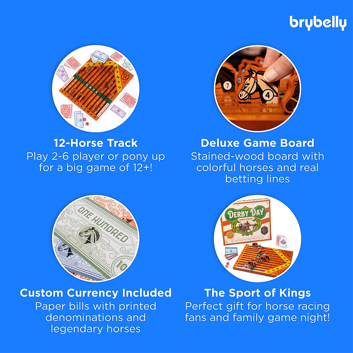 Derby Day | Horse Racing Board Game | Family and Adult Vintage Race Game Great for Parties and Low-Stakes Gambling | Includes Game Board, Deck of Cards, Pair of Dice and Paper Currency