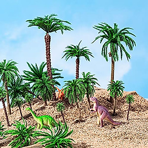 48 Pieces Plastic Model Tree Layout Rainforest Train Palm Tree Green Model Coconut Trees for Outdoor Home Garden Decoration