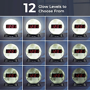 Sonic Alert Moon Alarm Clock Nightlight | Soft Ambient Light for Children in The Dark | Recordable Alarm Clock for Heavy Sleepers | Built-in Speake, Aux Connection
