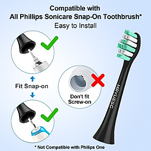 MRYUESG Replacement Heads Compatible with Philips Sonicare 10 Pack, Electric Tooth-Brush Head for Phillips, Black