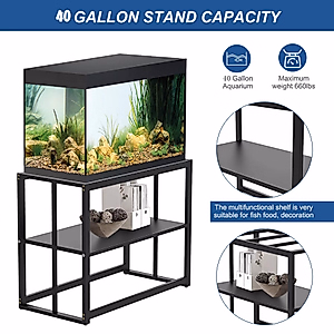 Fizgot Black Fish Tank Stand Metal Aquarium Stand 40 Gallon Aquarium Turtle Tank Double Layer with Storage Weight Capacity 660lbs 36.5" x 18.5" x 29.5" Breeder Reptile Tank Stand