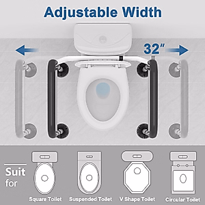 HOMLAND Toilet Safety Rails for Seniors, FSA/HSA Eligible Adjustable Detachable Toilet Safety Frame with Handles for Elderly and Disabled, 350LBS Handicap Toilet Rail Fits Most Toilets